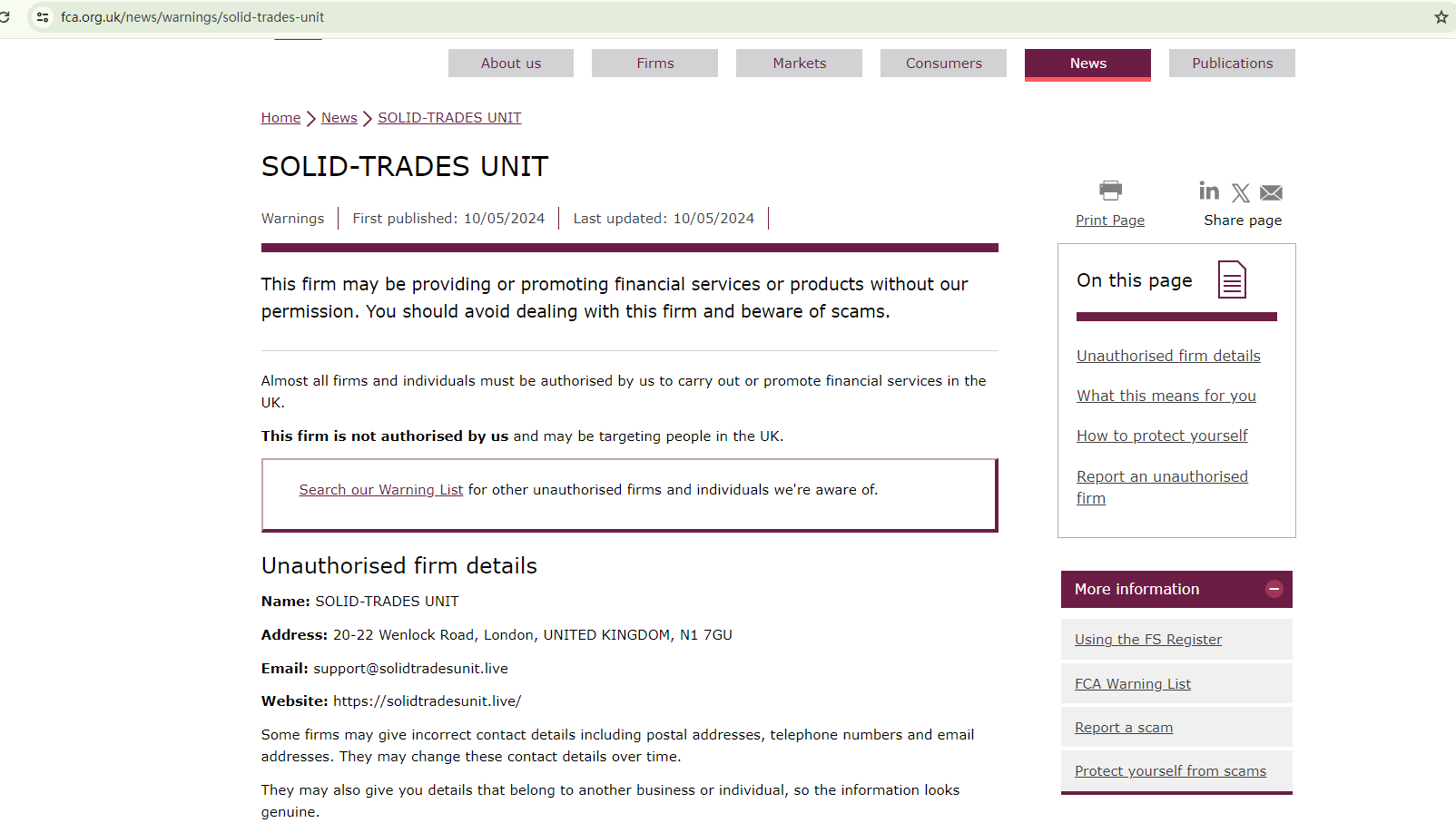 SOLID TRADES UNIT Review 2025 | Information about SOLID TRADES UNIT Forex Broker - BrokersView