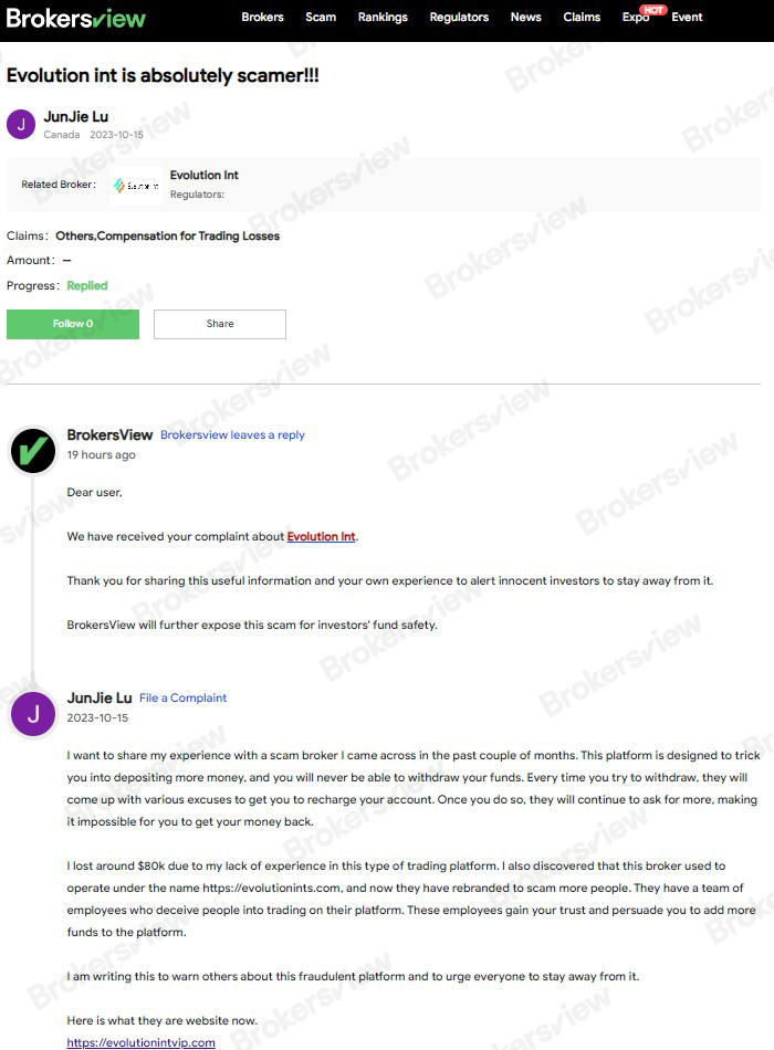 'Evolution int is absolutely scammer!!!': What Has the Unregulated Broker Done to Victims ...